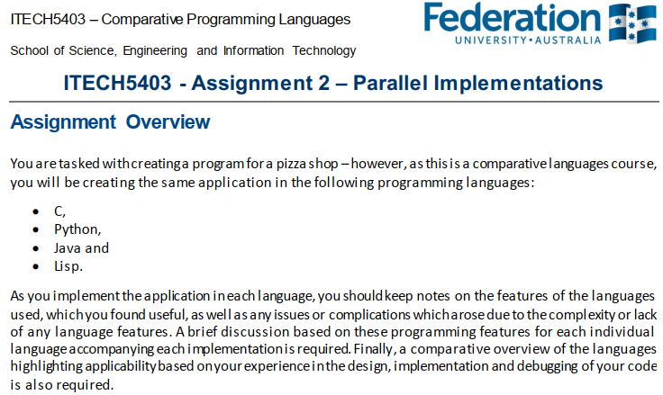 ITECH5403 Comparative Programming Languages Assignment Help
